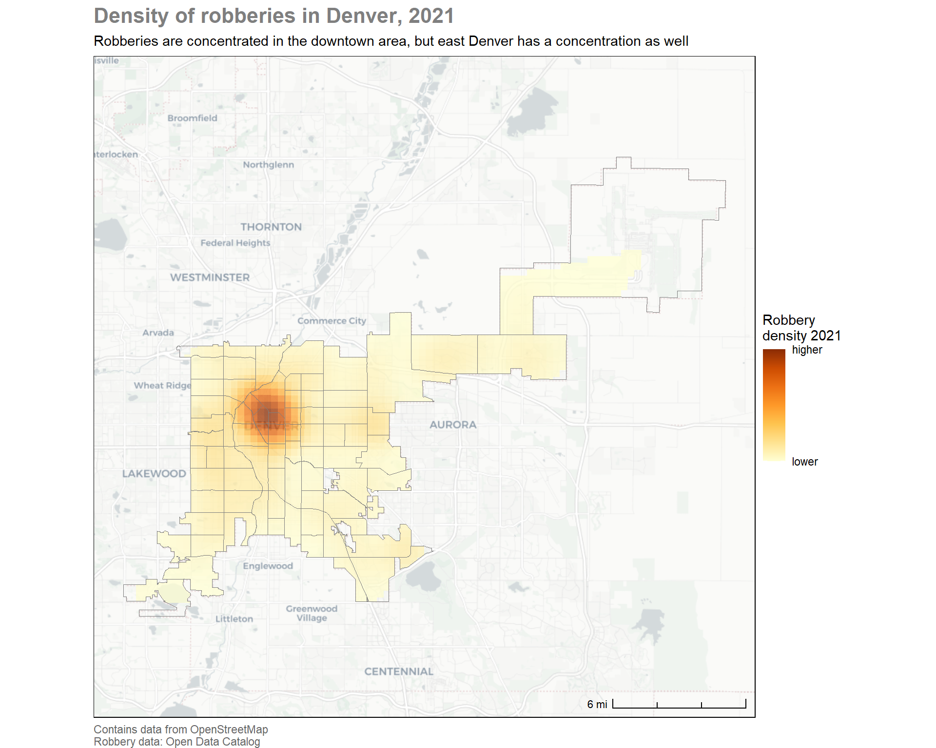 Denver Crime Analysis - Robbery Hotspots in East Denver, 2021